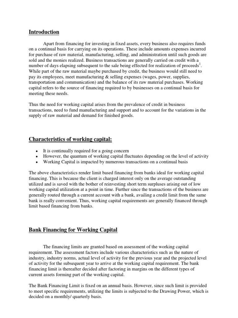 42 42 Characteristics of Working Capital | Download Free PDF | Credit ...