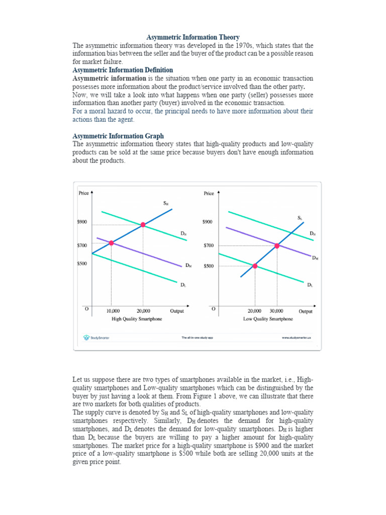 Asymmetric Information in Markets | PDF | Market (Economics) | Adverse ...
