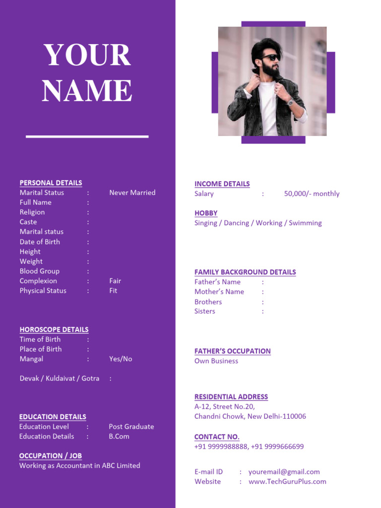 20 Marriage Biodata Format Word | PDF
