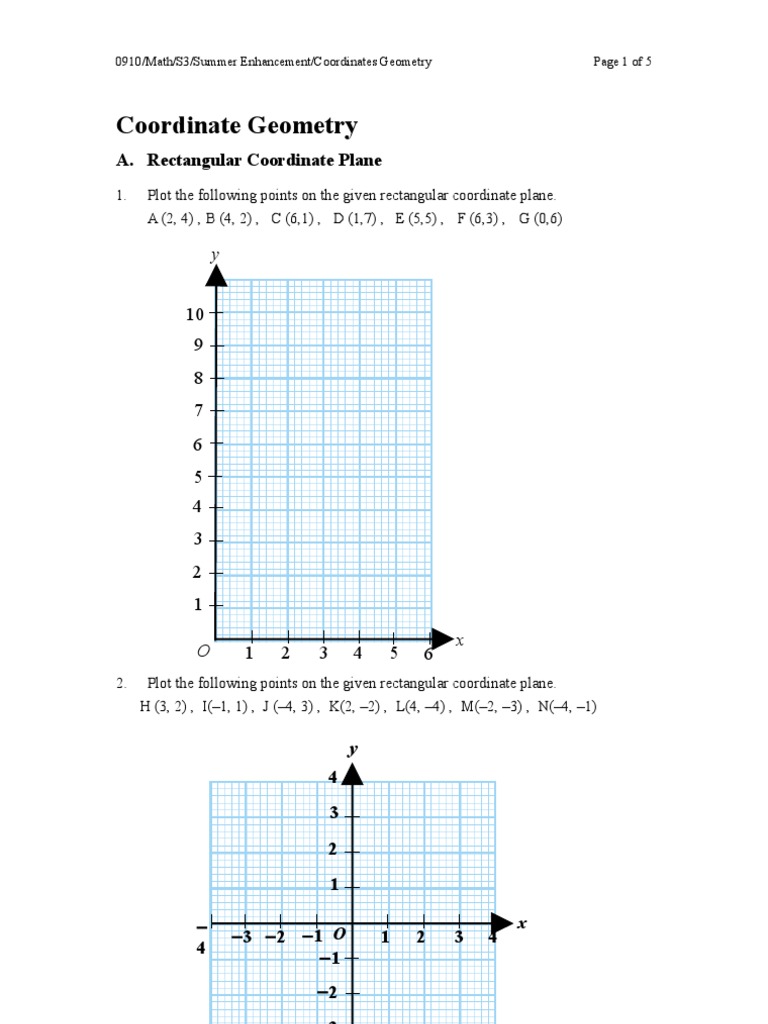 Coordinate Geometry Basics and Exercises | PDF | Plane (Geometry) | Analytic Geometry