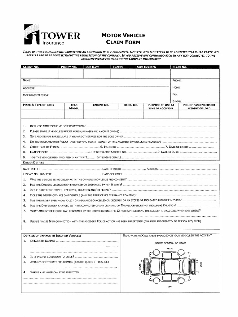 Motor Claim Form | PDF