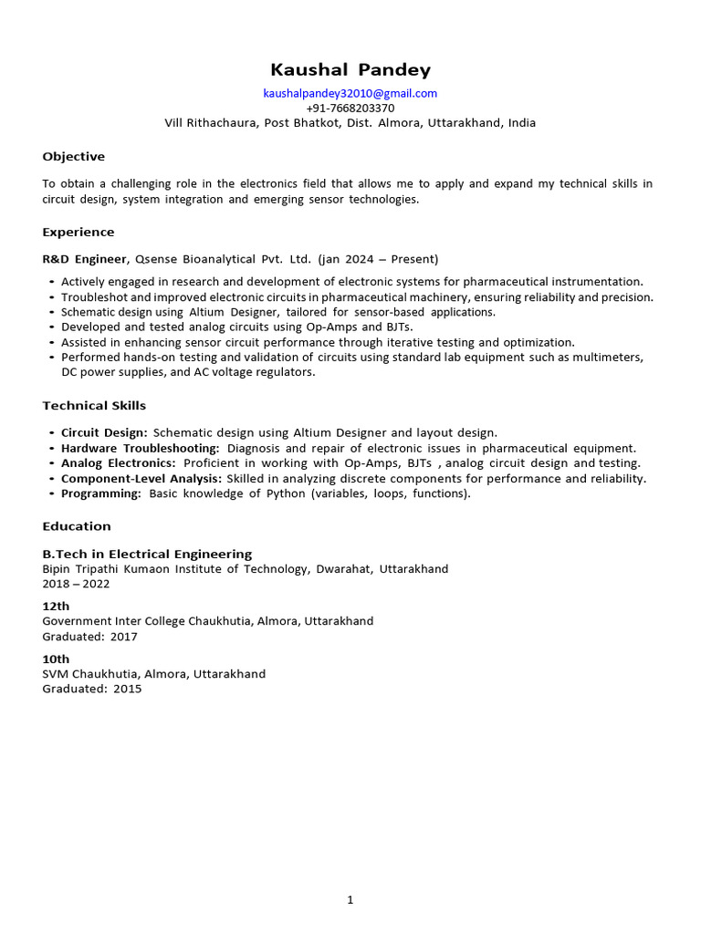 Kaushal Pandey Resume | PDF