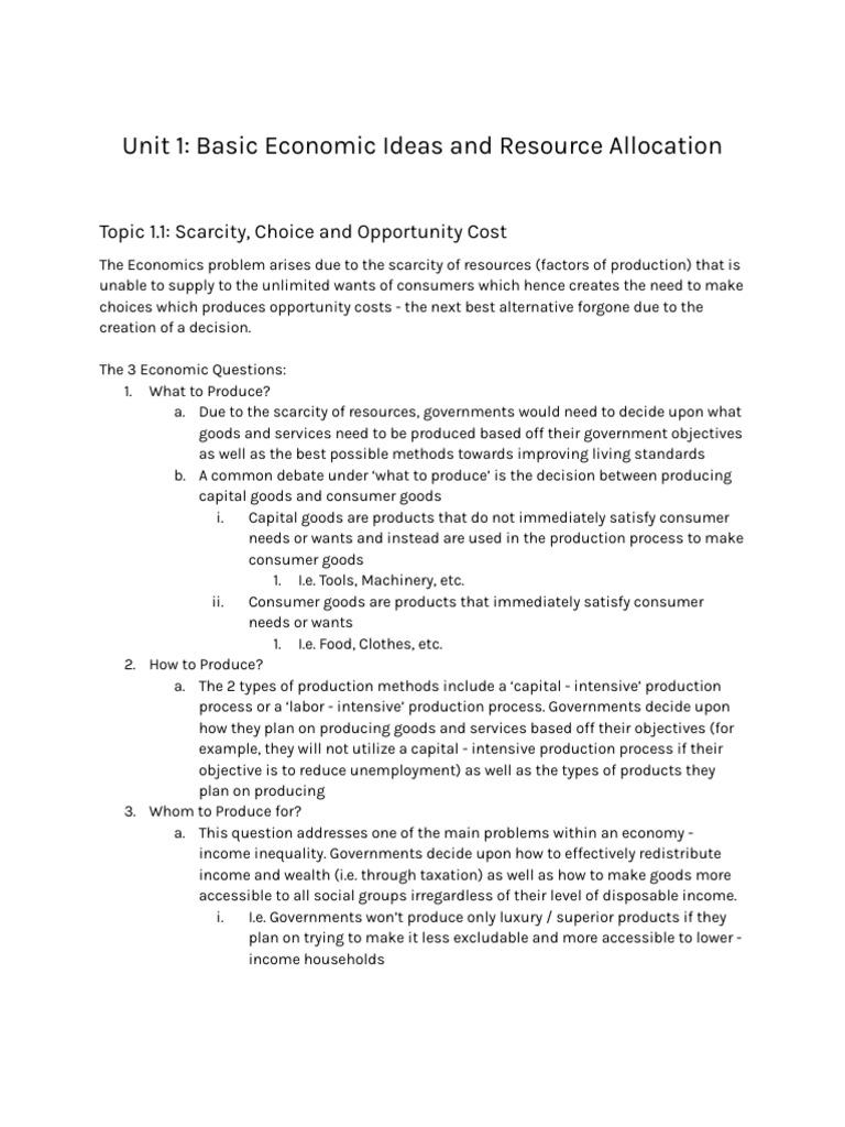 Economic Concepts and Resource Allocation | PDF | Inflation | Demand