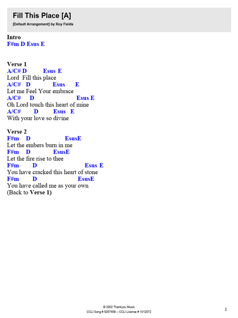 Fill This Place - A | PDF