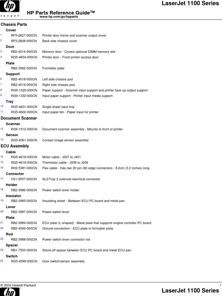 HP Parts Reference Guide™ | PDF | Electrical Connector | Hewlett Packard