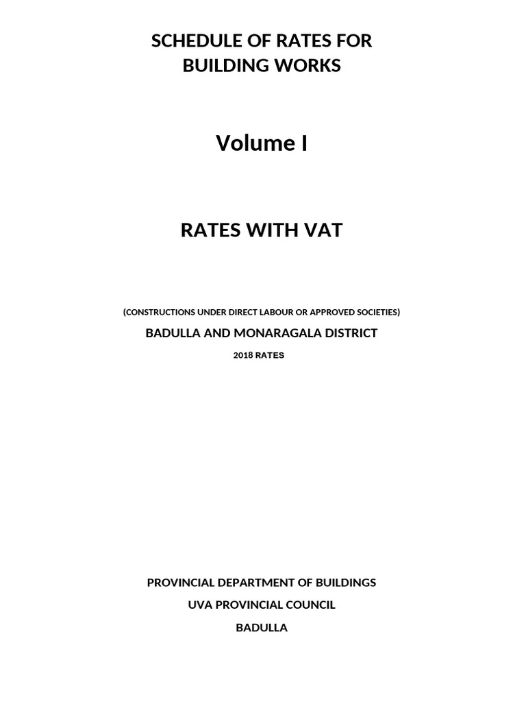 Rates With Vat: Schedule of Rates For Building Works | PDF | Sink | Tile