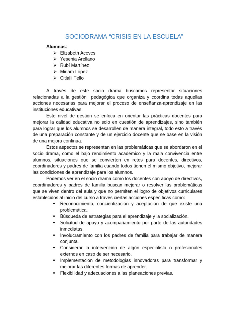 Analisis de Sociodrama | PDF | Enseñando | Aprendizaje