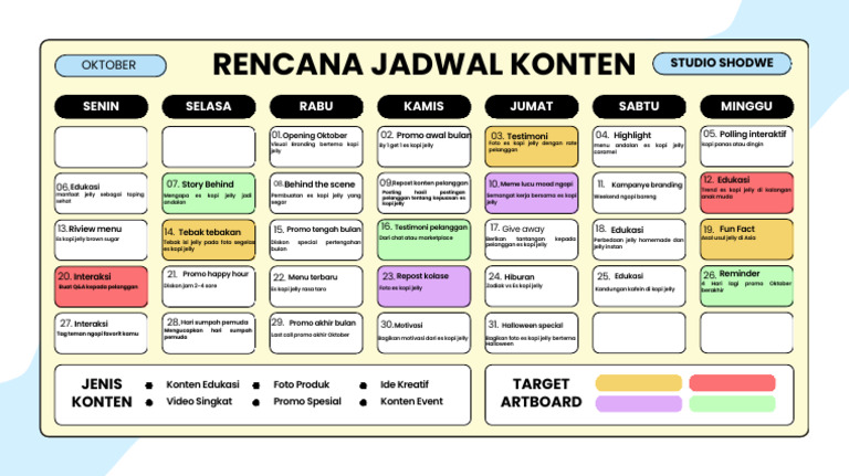 Kalender Jadwal Konten Agustus Kreatif Biru Dan Kuning - 20251020 ...