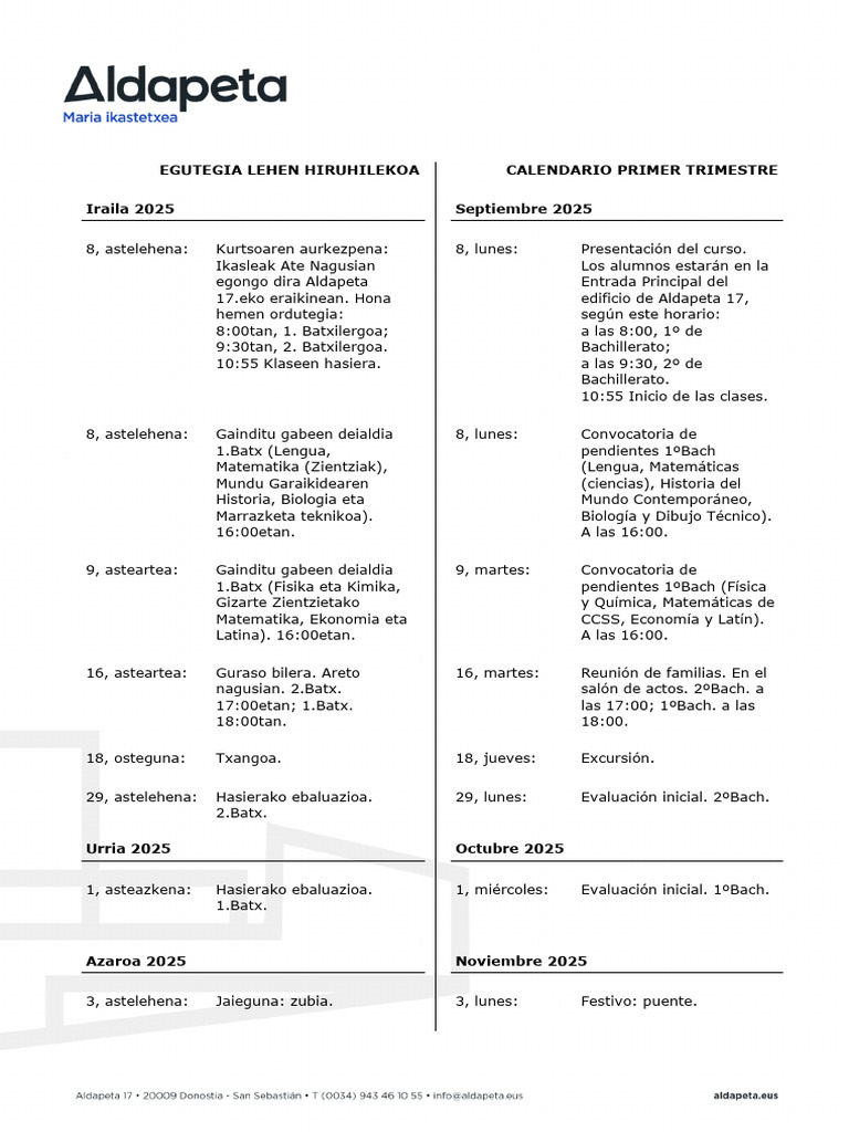 Calendario Escolar 2025-2026 | PDF
