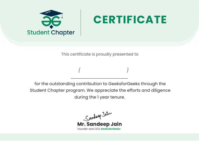 Student Chapter Contribution Certificate | PDF