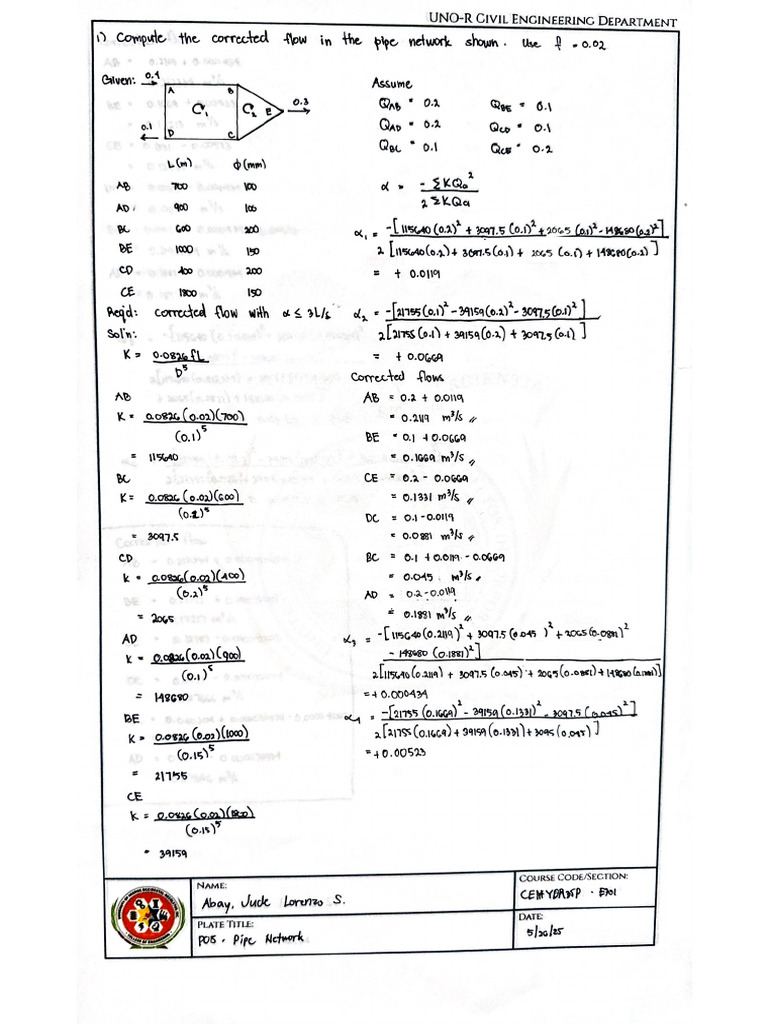 Hydraulics Lab 8 Abay | PDF