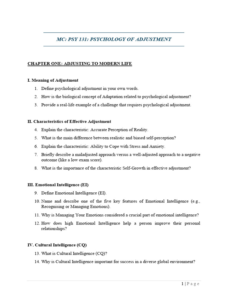 Psychology of Adjustment Overview | PDF | Intimate Relationships | Gender