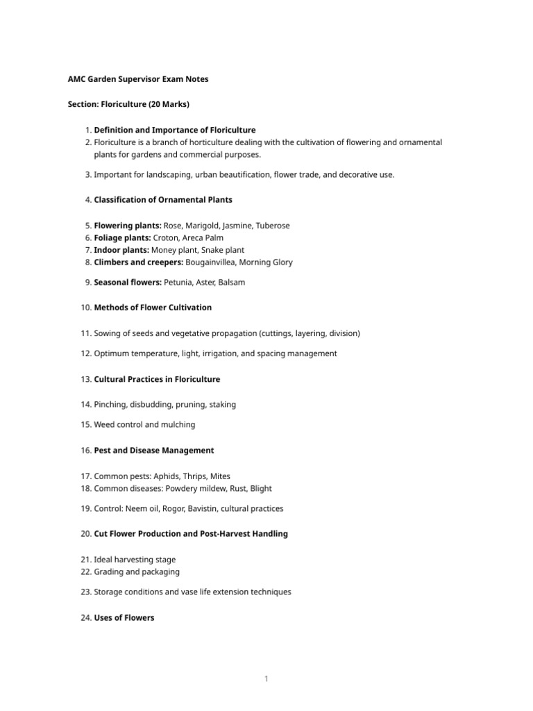 Floriculture Landscape Notes | PDF | Gardens | Botany