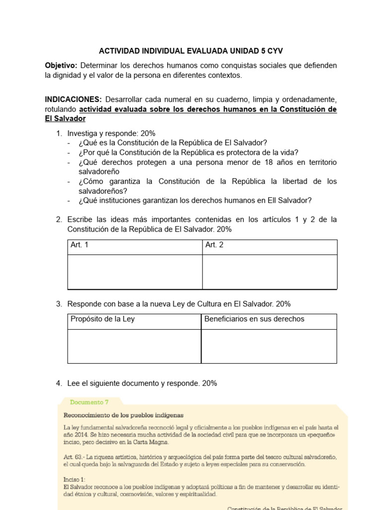 Actividad Individual Evaluada Unidad 5 Cyv | PDF