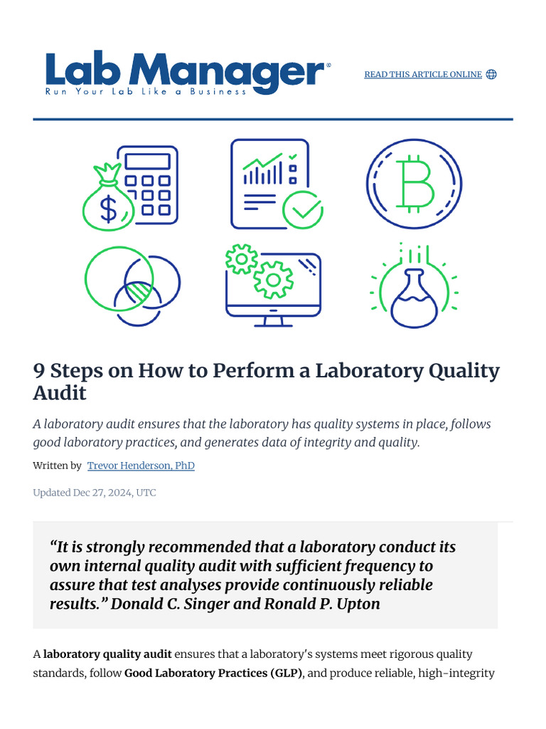 9 Steps On How To Perform A Laboratory Quality Audit | PDF | Audit ...