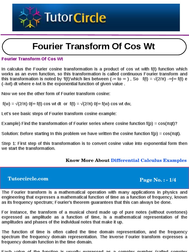 Fourier Transform of Cos WT | PDF