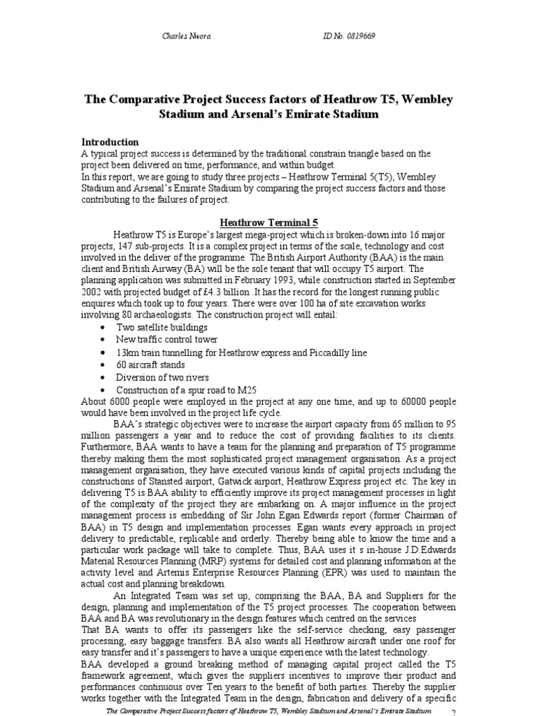 The Comparative Project Success Factors of Heathrow T5 | PDF | Risk ...