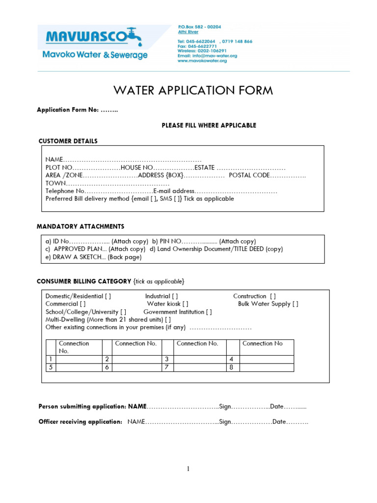 New Water Application Form | PDF | Banks | Credit