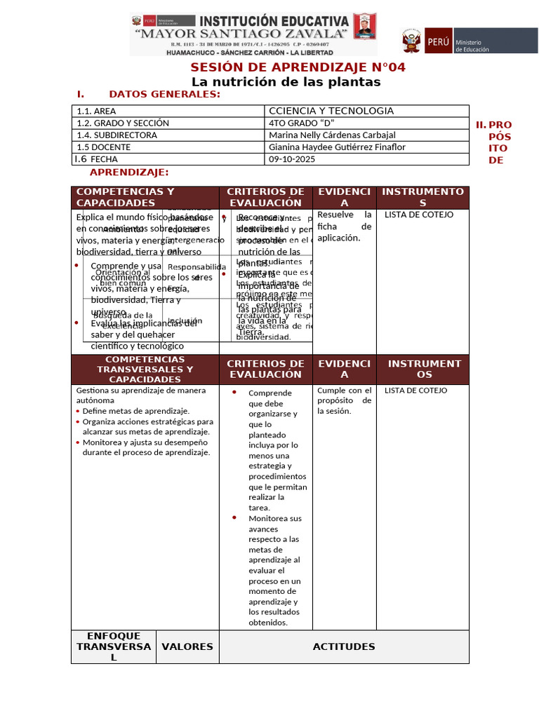 Sesión - N°06 - CIEN - Y - TEC - UNI - 6 - SEM - 4 - NUTRICION DE LAS ...