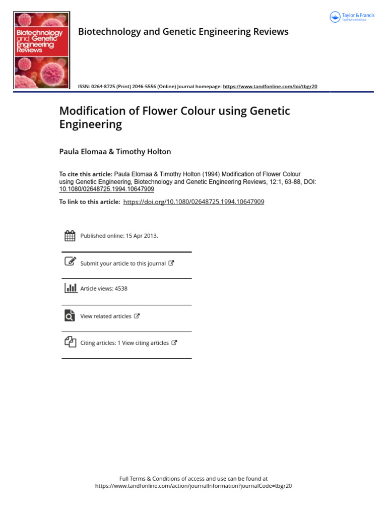 Genetic Engineering for Flower Color Change | PDF | Biochemistry ...