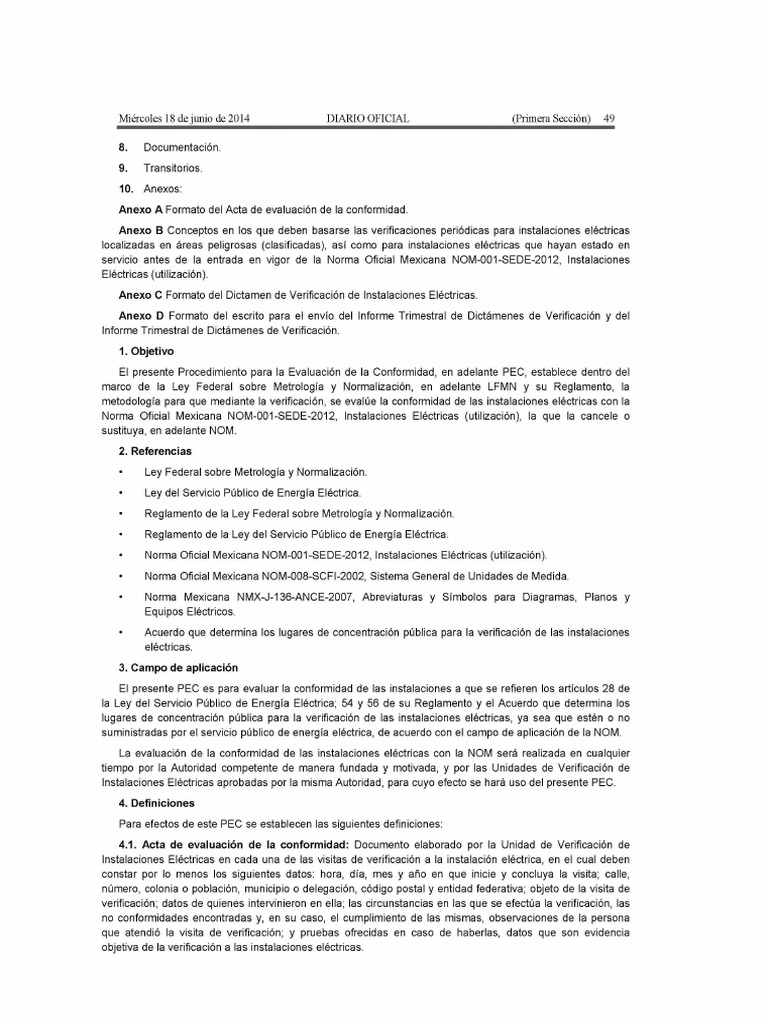 Procedimiento PEC NOM-001-SEDE-2012 | PDF | Metrología | México