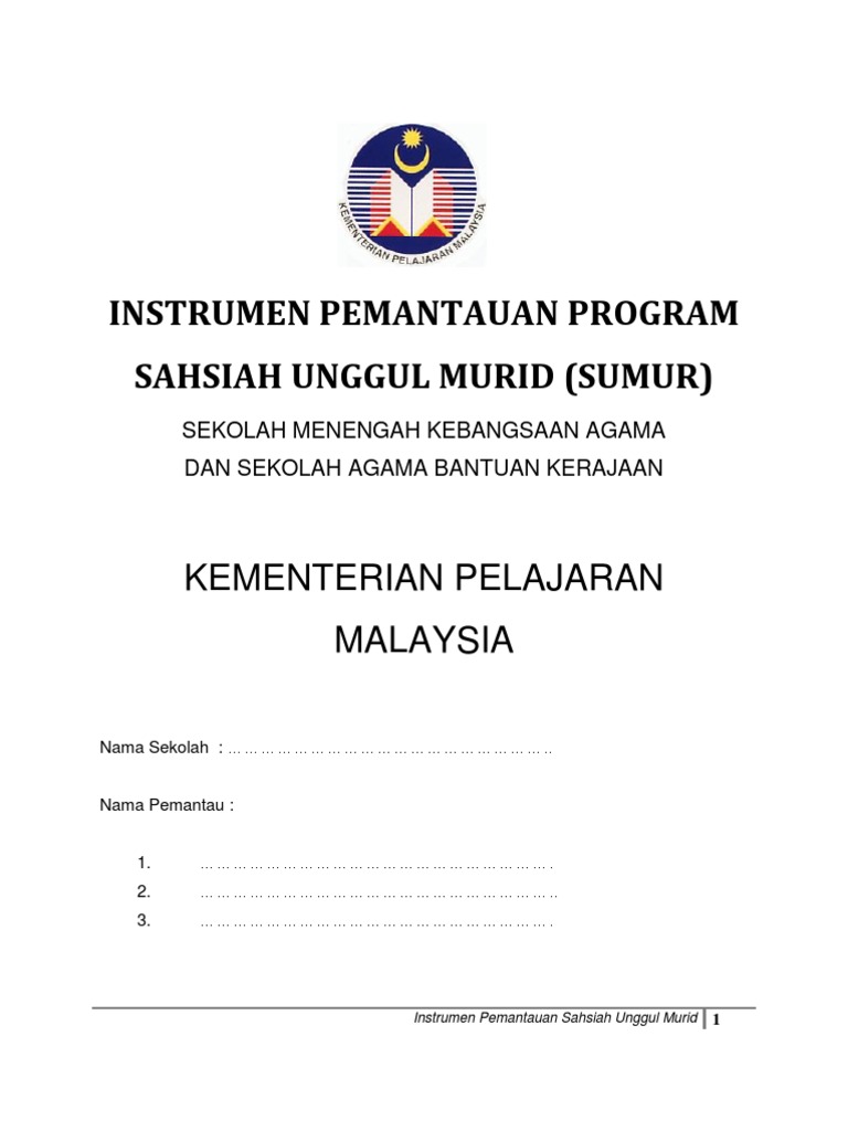 Instrumen Pemantuan Program Sahsiah Unggul Murid | PDF