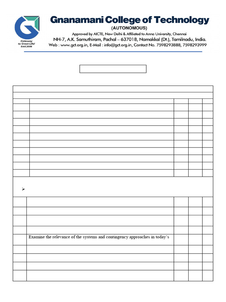 GE3751 - Principles of Management Question Bank Gnanamani | PDF ...