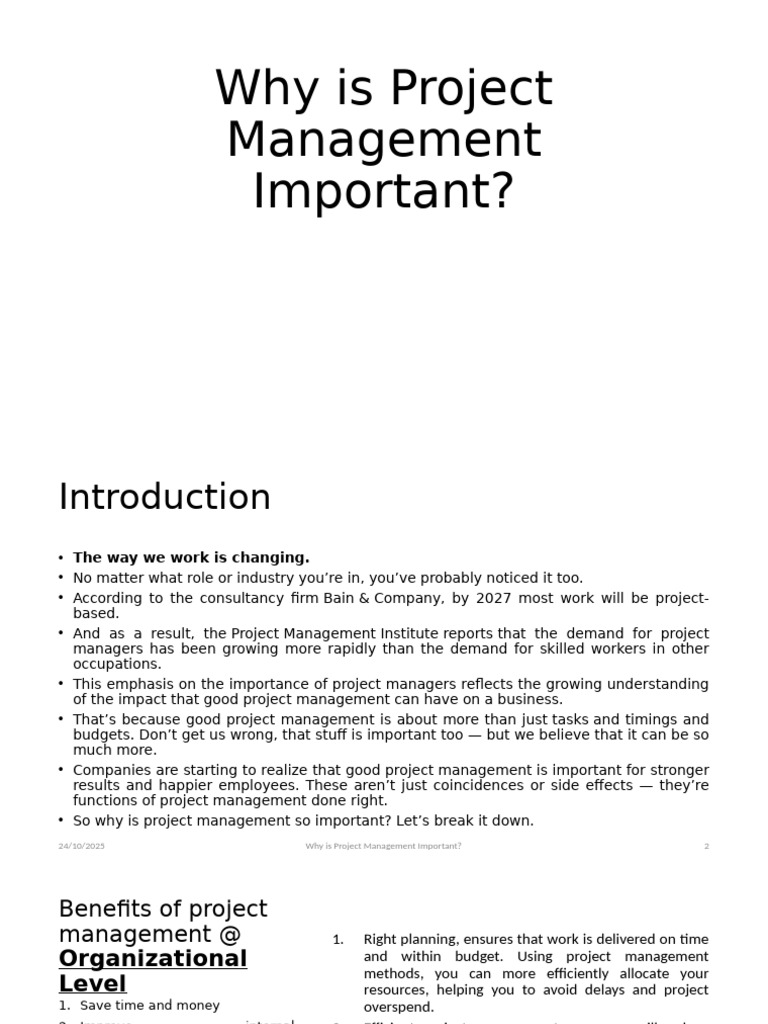 1.1 Why is Project Management Important | PDF | Project Management | Economies