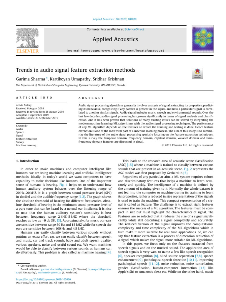 Audio Signal Feature Extraction Trends | PDF | Sound | Acoustics