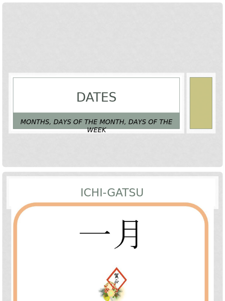Japanese Calendar Months and Days | PDF