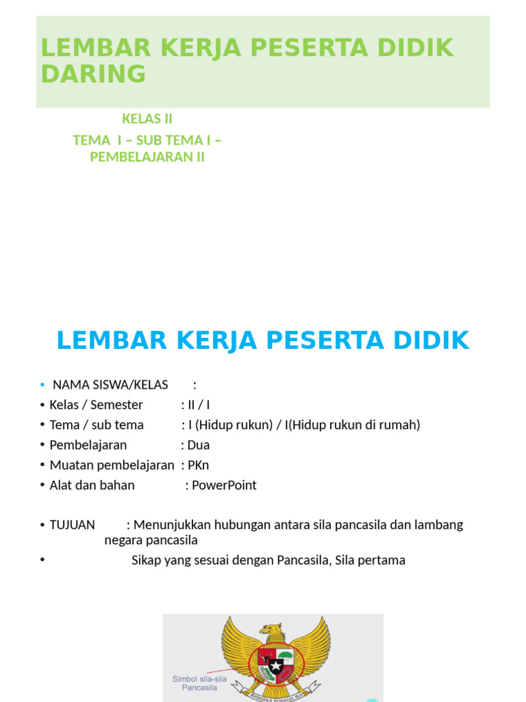 LKPD Daring Kelas 2 Tema 1 Subtema 1 | PDF