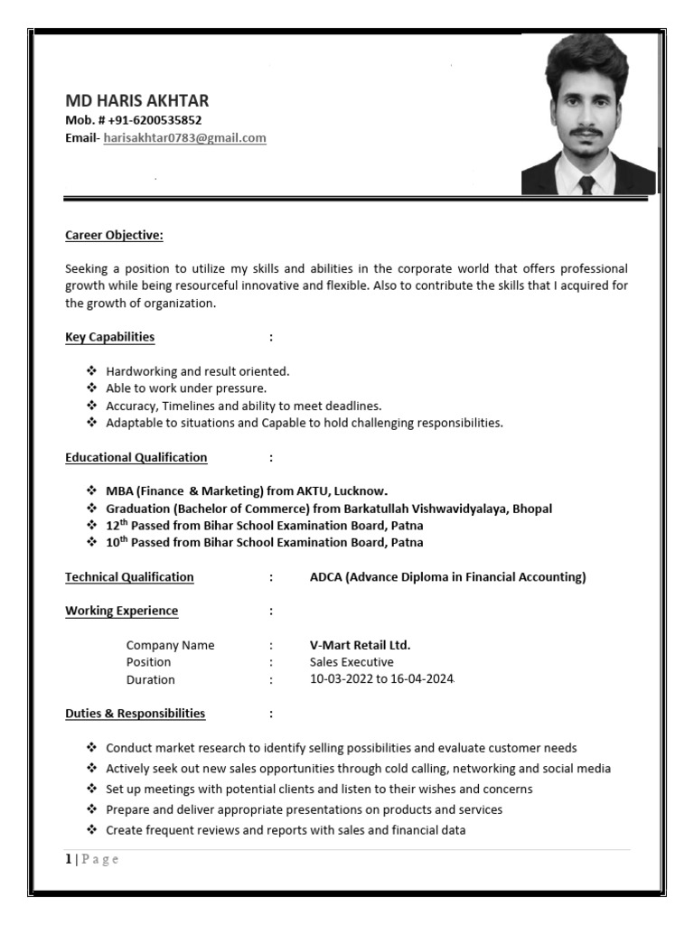 My Document - PDF Haris CV | PDF | Sales