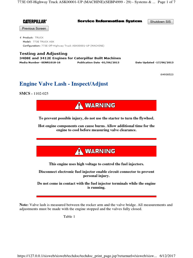 Engine Valve Lash - InspectAdjust | PDF | Propulsion | Machines