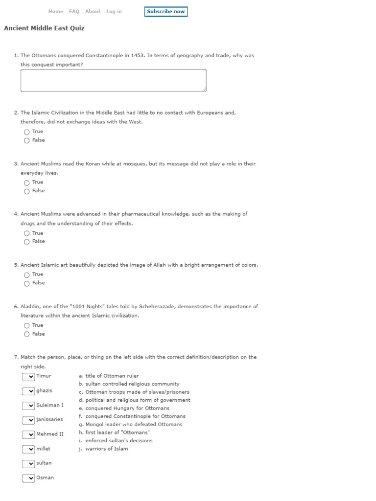 Quia - Ancient Middle East Quiz | PDF