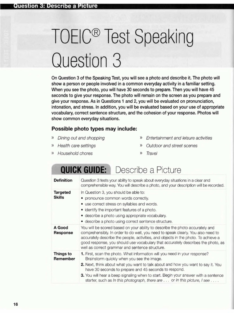 Toeic Speaking Question 2-6 | PDF
