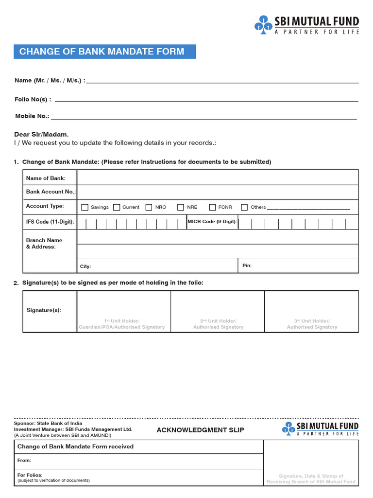 Change of Bank Mandate Form | PDF | Cheque | Banking
