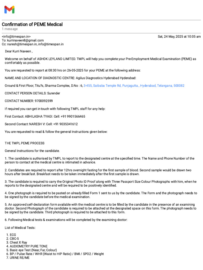 PEME Medical Examination Confirmation | PDF | Clinical Medicine