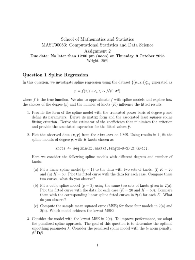 Assignment2 1 | PDF | Spline (Mathematics) | Regression Analysis
