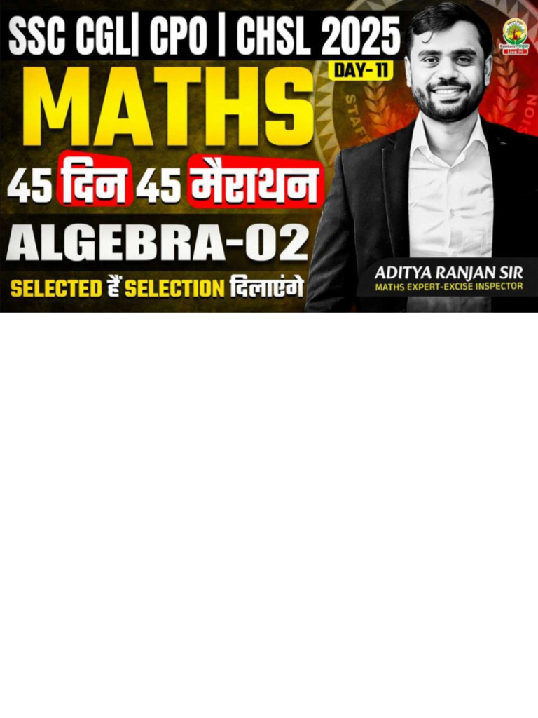 11 Day 11 ALGEBRA CLASS 02 45 Days 45 Marathon Classnotes | PDF