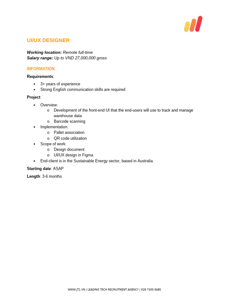 Jt1 - JD - Ui Ux Designer | PDF