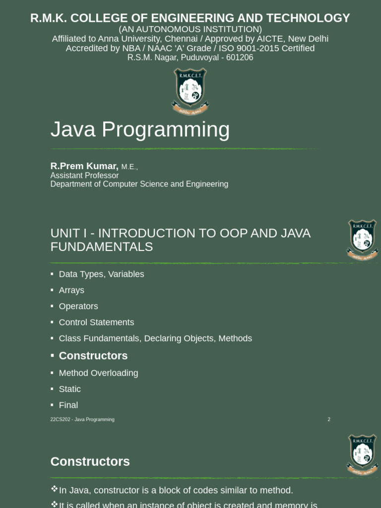 6.constructors & Constructor Overloading | PDF | Constructor (Object ...