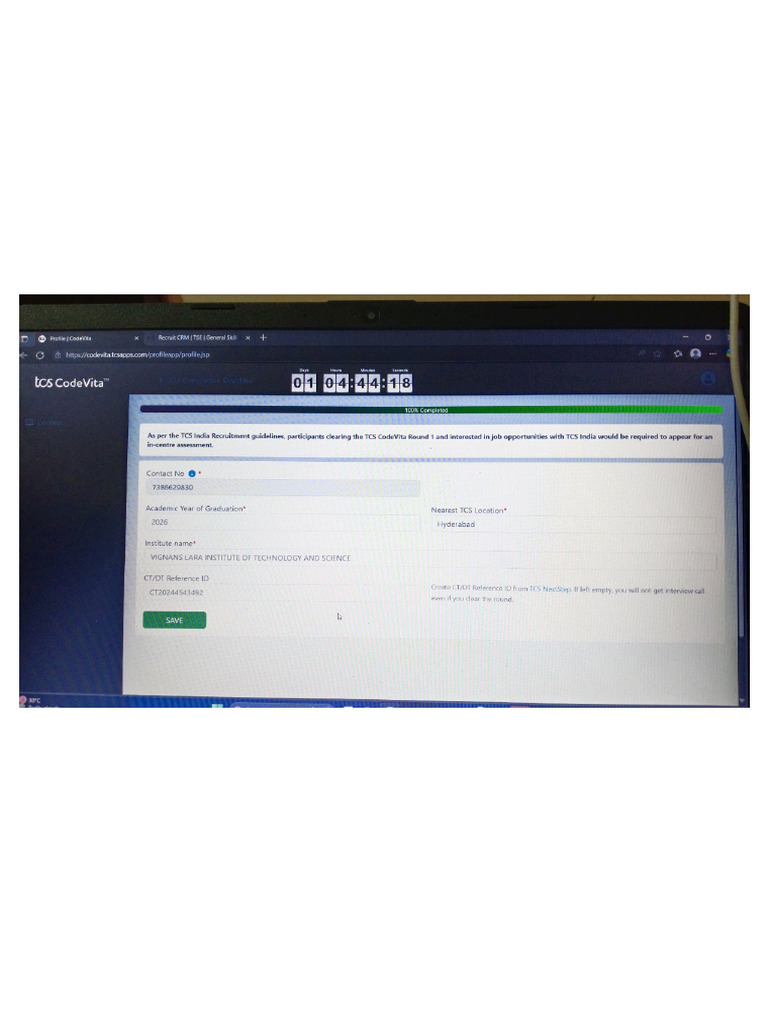 22FE1A0518 TCS Code Vita | PDF