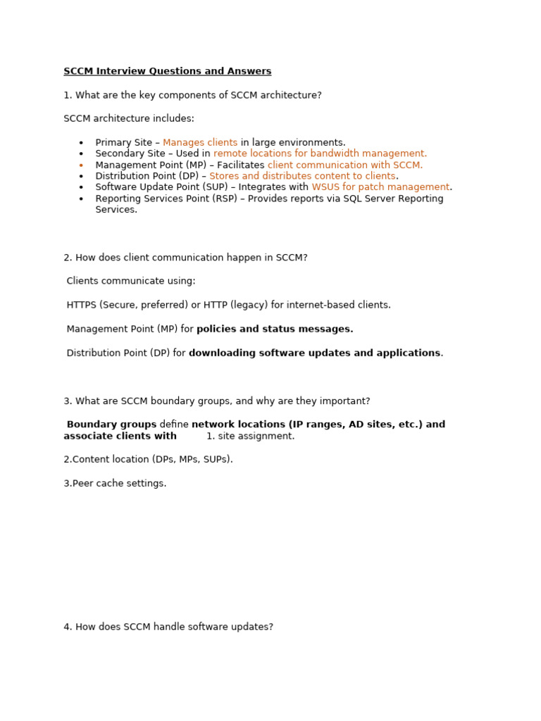 SCCM Interview Q&A Guide | PDF | Databases | Microsoft Windows