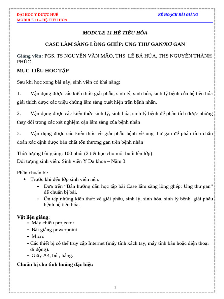 KHBG_Ca Lâm Sàng_K Gan.xơ Gan | PDF