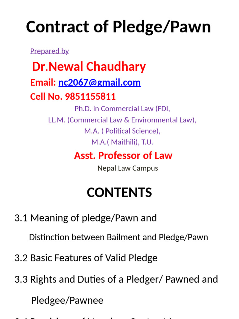 Understanding Pledge and Pawn Contracts | PDF | Loans | Guarantee
