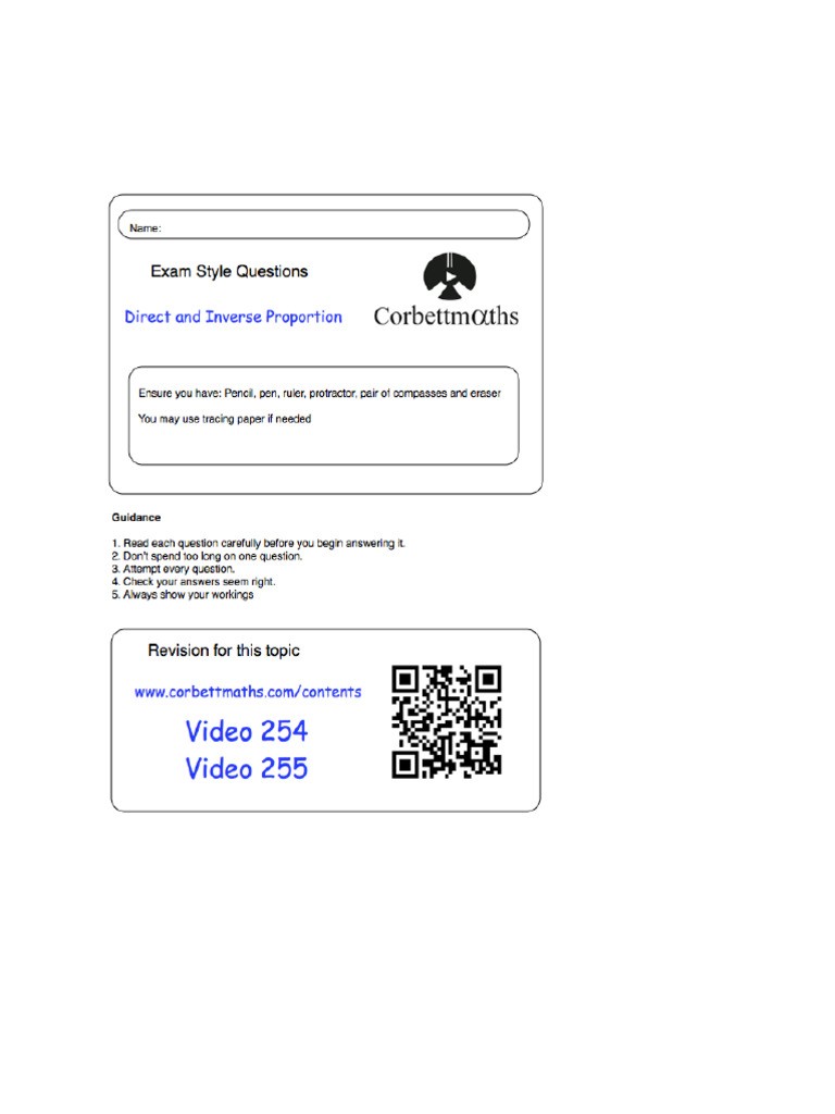 Direct Inverse Proportion | PDF