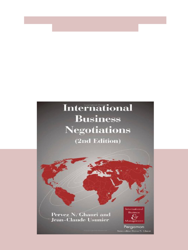 International Business Negotiations 2nd Edition Pervez N. Ghauri ...