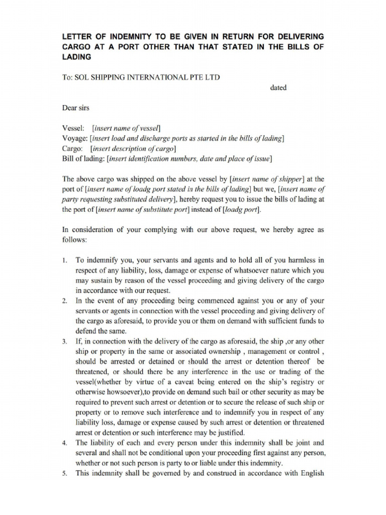LOI Shipper - Sample 11 | PDF