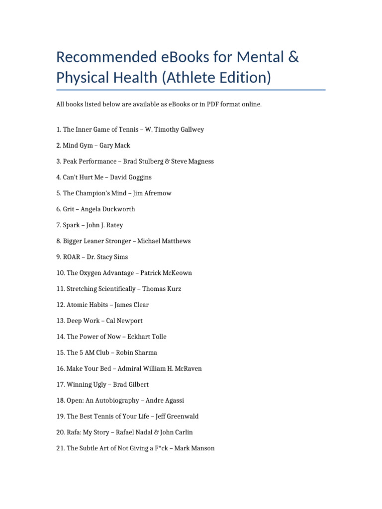 Complete Ebook List Mental Physical Health | PDF