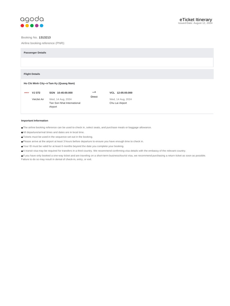 Booking ID ETicket | PDF